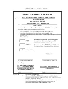 Toolbox for power system fault analysis using MATLAB - UMPSA-IR